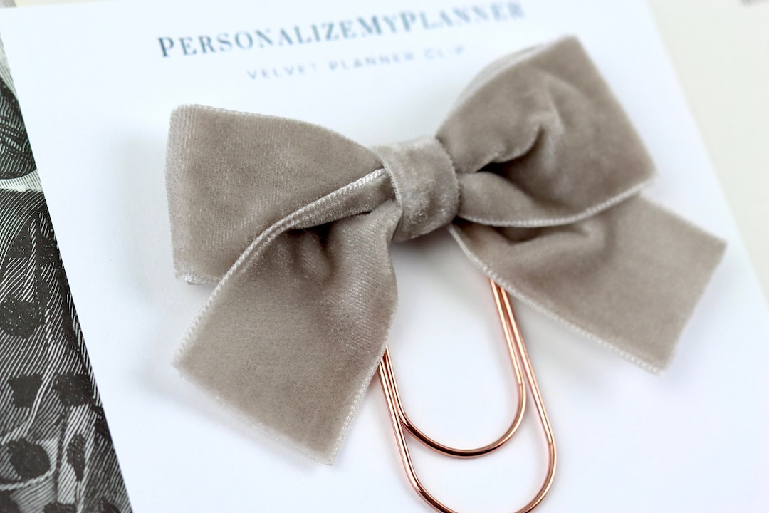 Rose Gold Paper Clip, Velvet Bow Planner Clip, Rose Gold Planner Clip ...