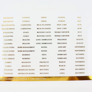Planner Divider Labels, GOLD Stickers, 80 Clear Tab Labels, Inbox ...