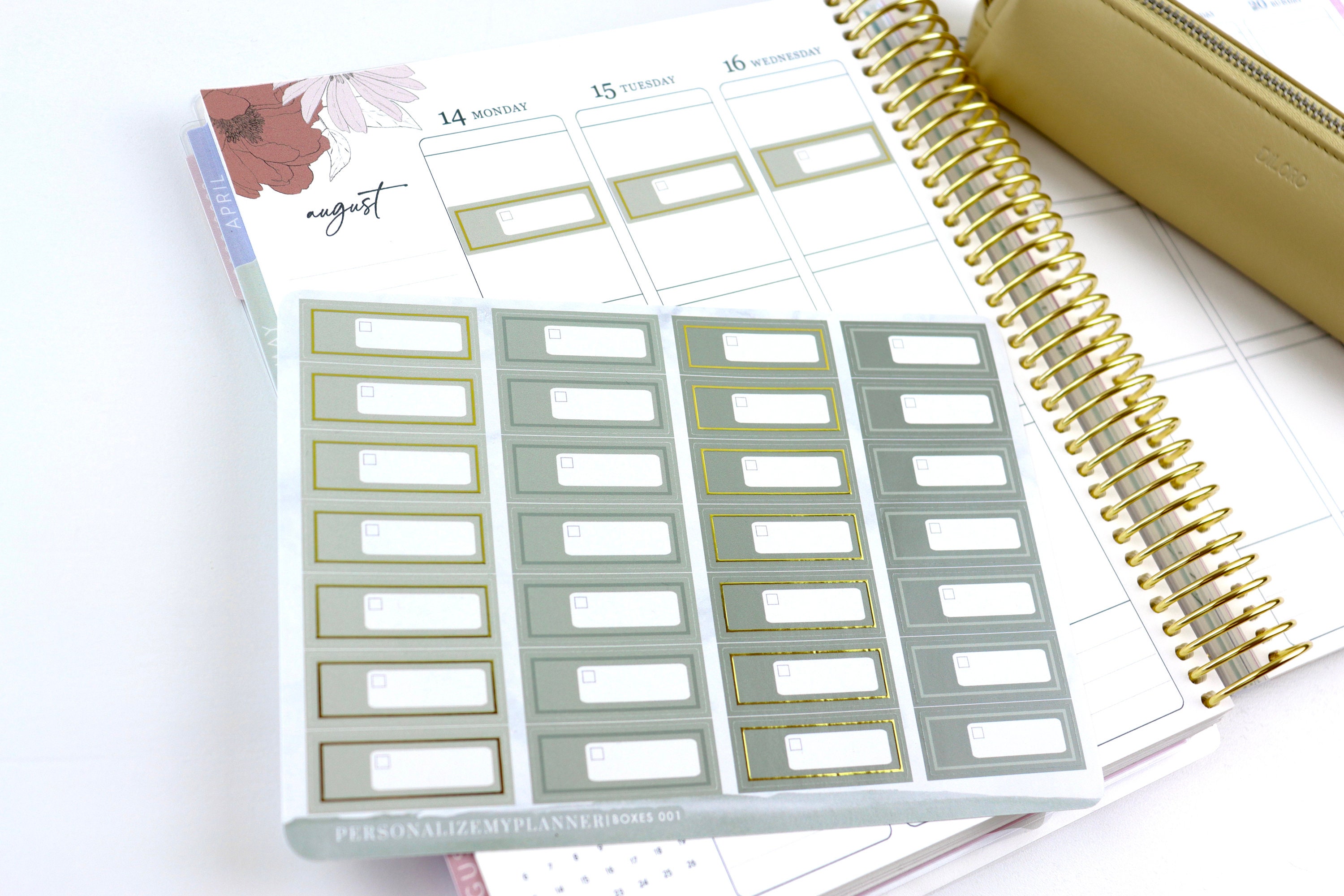Happy Planner, 28 Box Stickers, Functional Boxes, Headers, Gold Foiling ...