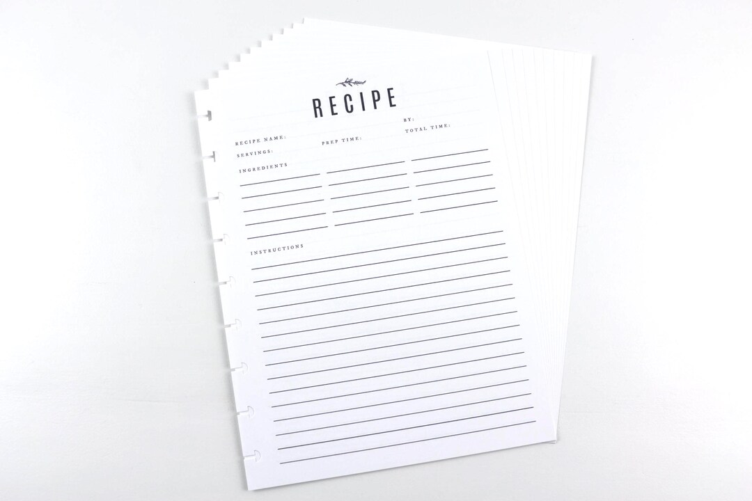 11 Long Recipe Pages, 11 Recipes, Recipe Journal, Meal Planner, Recipe ...