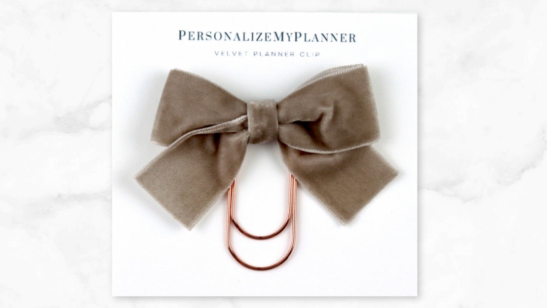 Rose Gold Paper Clip Velvet Bow Planner Clip Rose Gold - Etsy