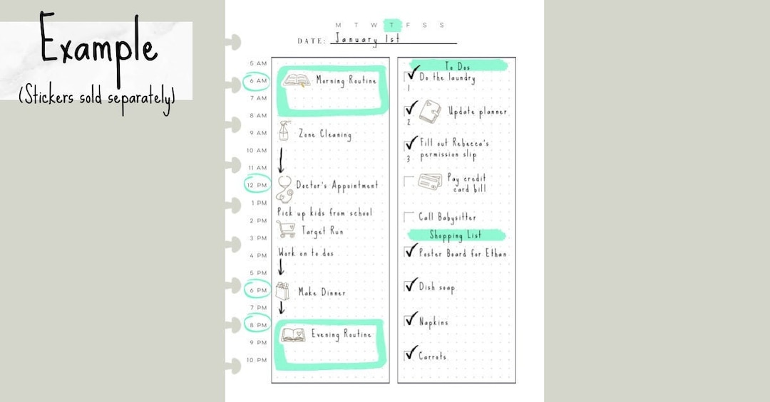 Printed Daily Happy Planner Pages, 40 Double-sided Pages, Daily Sheets ...