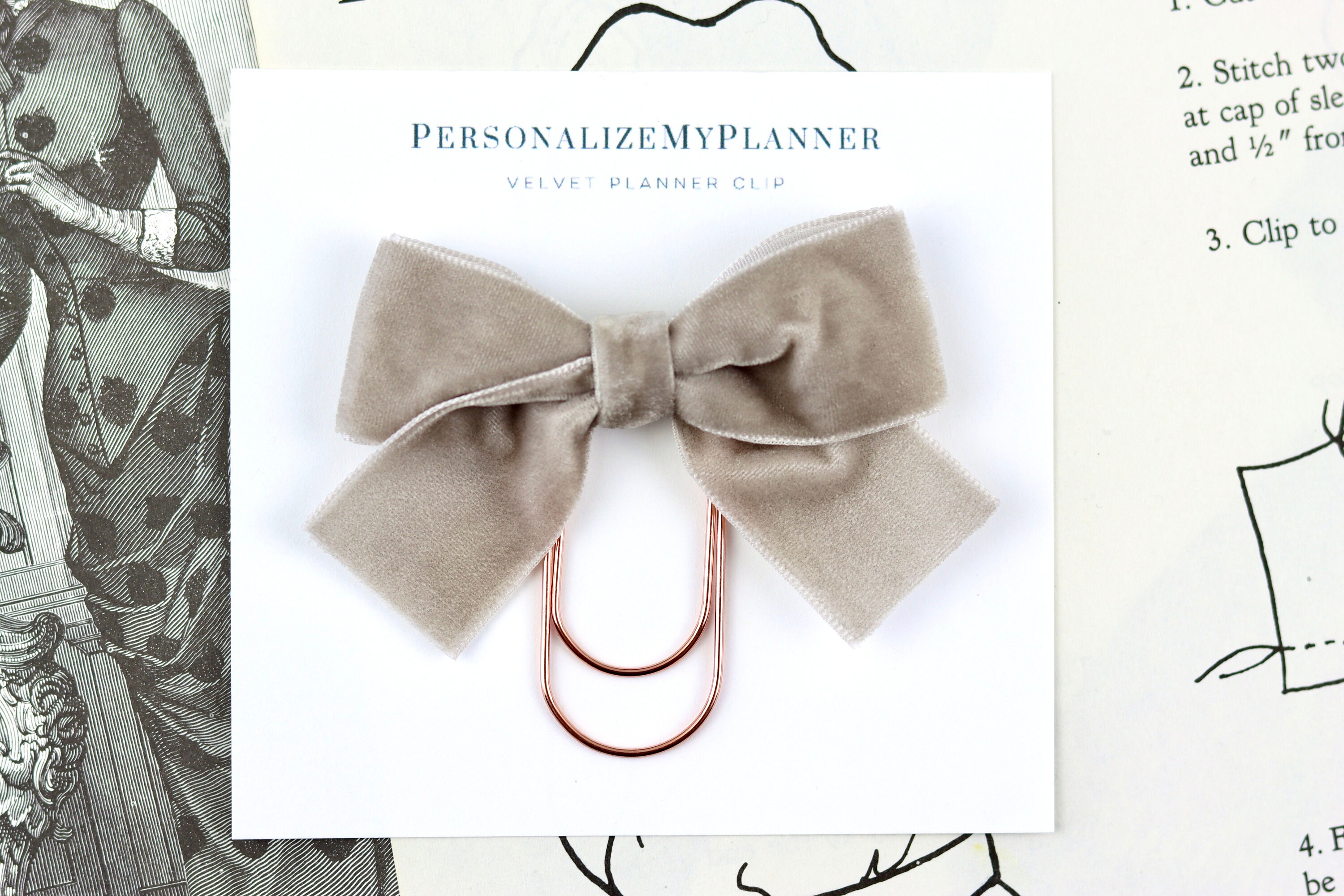 Rose Gold Paper Clip Velvet Bow Planner Clip Rose Gold - Etsy