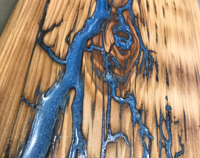 Lichtenberg Electrocuted Wood Fractile Spalted Pine With Blue Resin ...