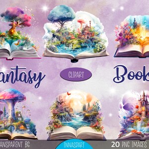 22 PNG Fantasy Books Clipart, Book Bundle PNG, Open Book Clipart, Magic ...