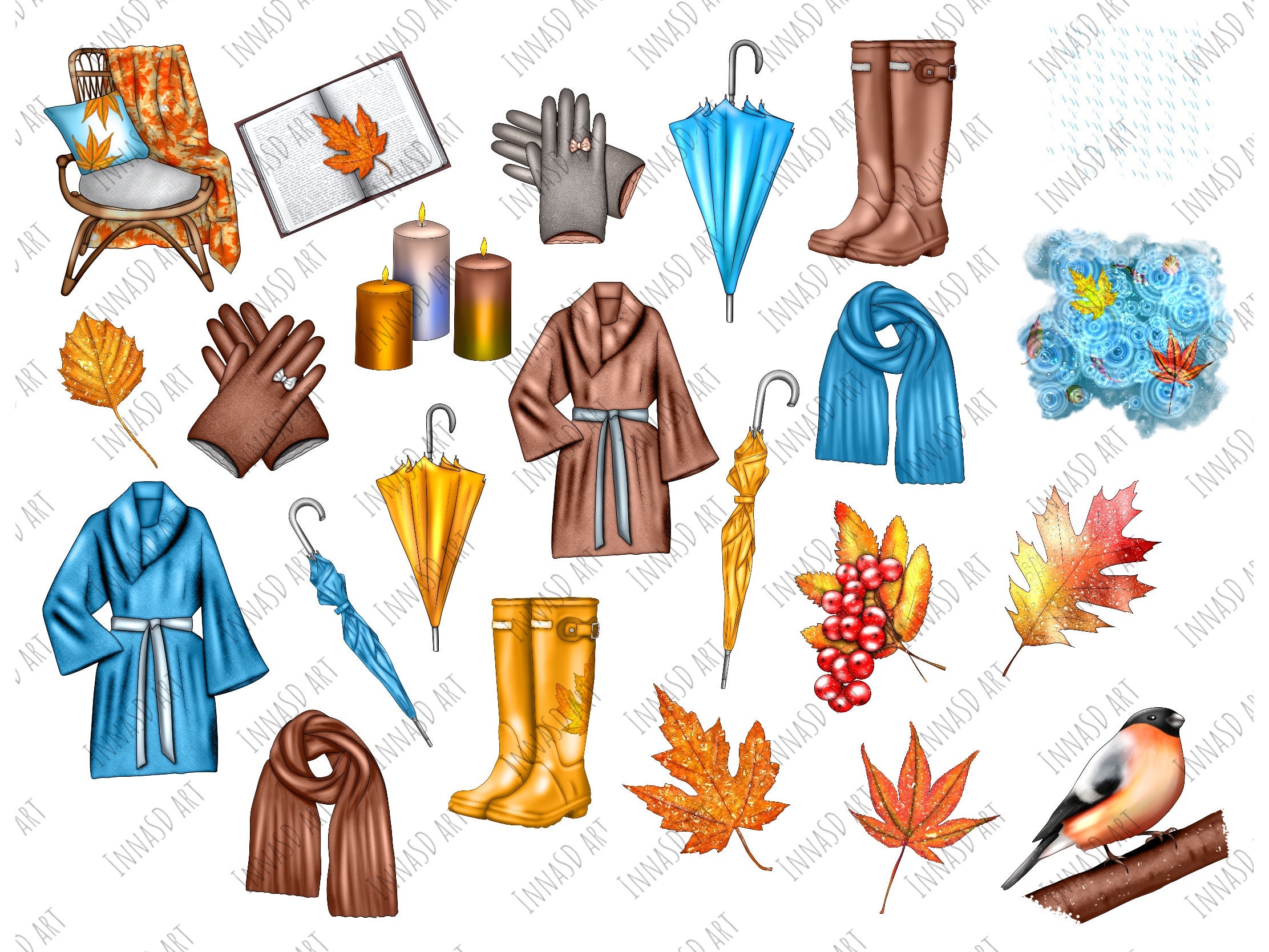 Fall Clip Art Rainy Day Clip Art November Planner Fall - Etsy