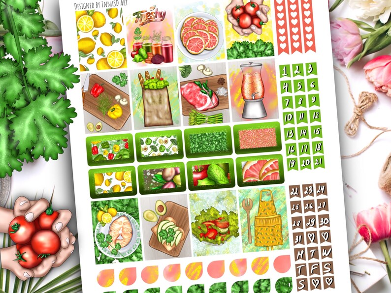 Freshy Printable Planner Stickers: Healthy Food Salad - Etsy