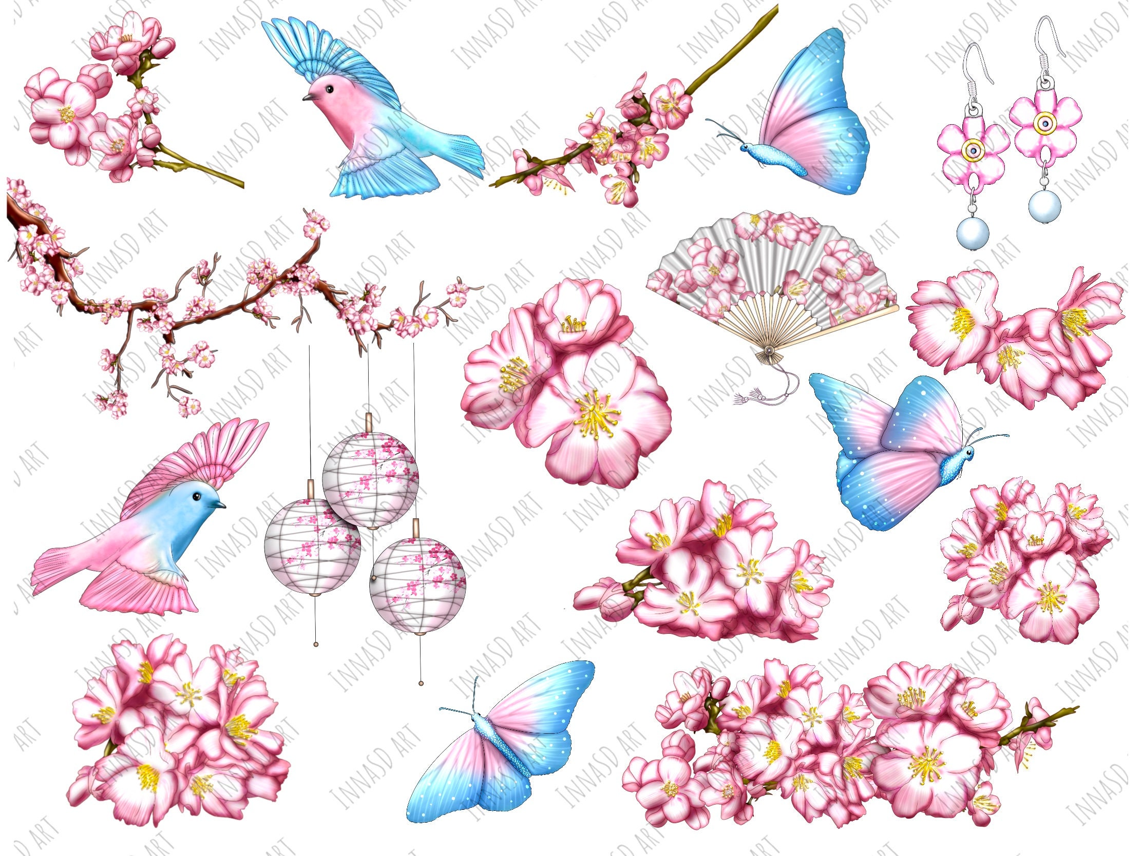 Cherry Blossom Clip Art Spring Clip Art Fashion Clip Art - Etsy
