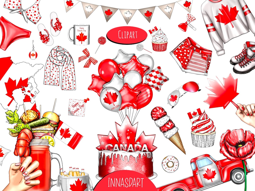 Happy Canada Day! Celebrate With Canadian Flag, Accessories, Clip Art ...