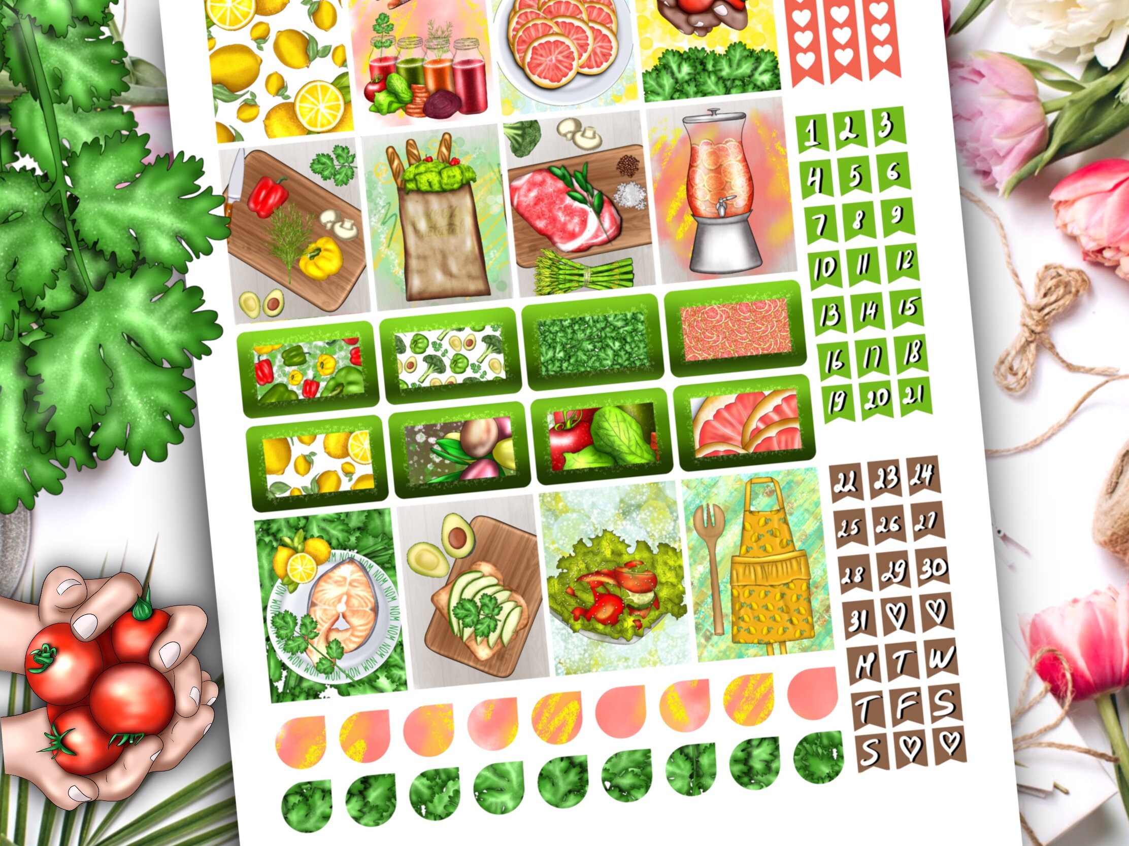 Freshy Printable Planner Stickers: Healthy Food Salad - Etsy