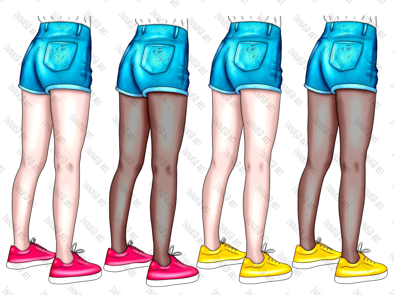 Denim Stickers, Fashion Girls Wearing Jeans Clipart, Jeans Stickers ...