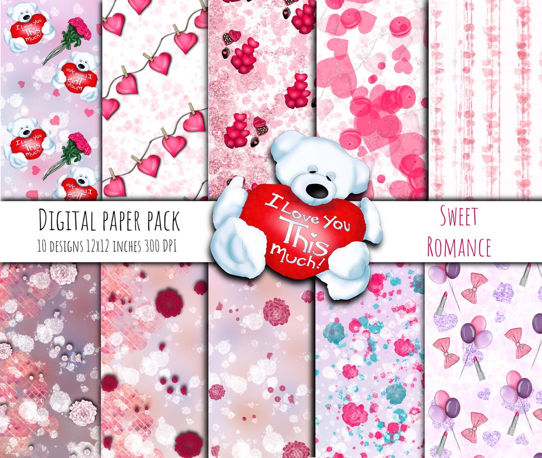 Valentine's Day Digital Paper Pack: Romantic Planner Graphics (10 JPEG ...