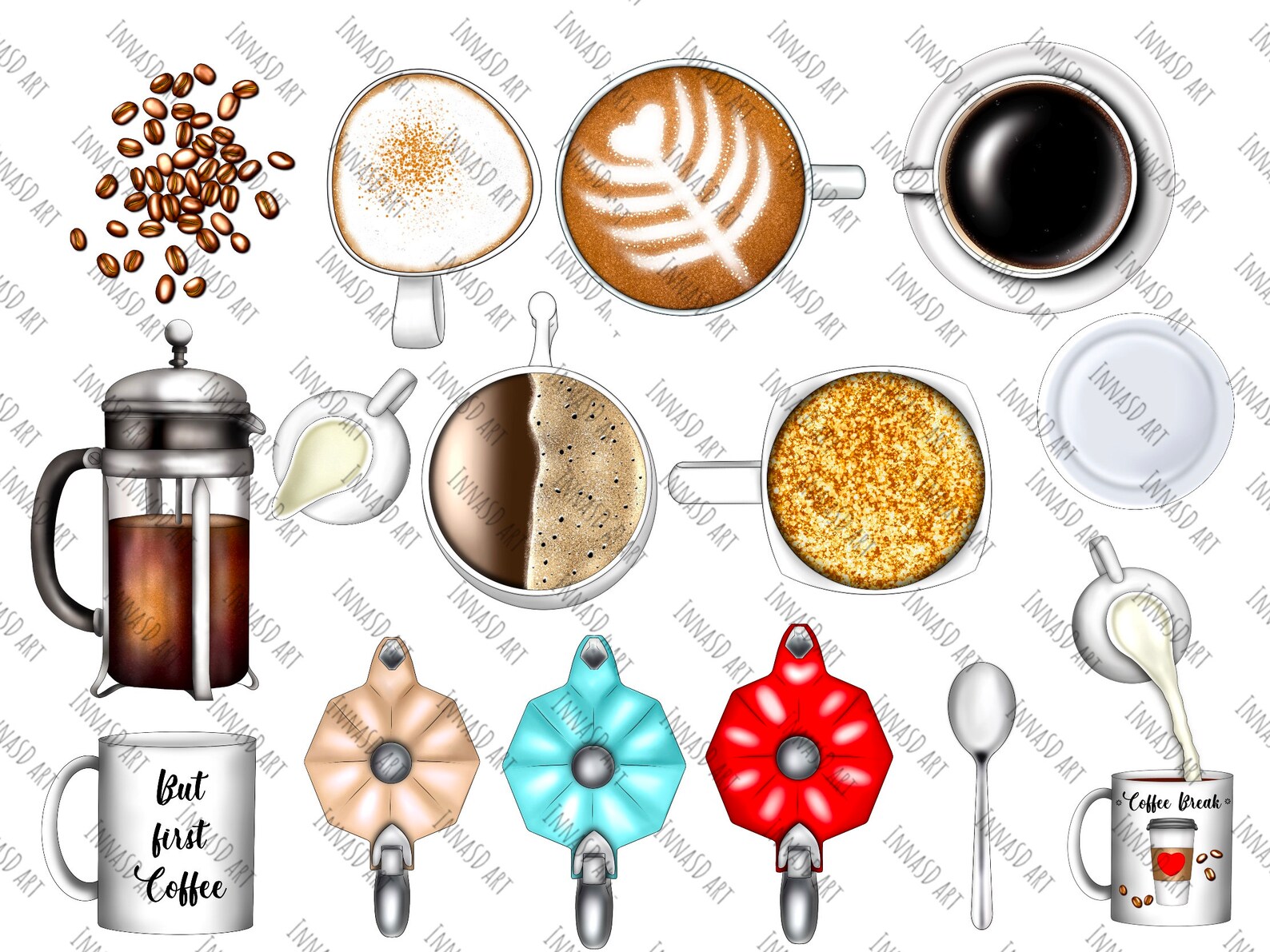 Coffee Shop Clip Art Planner Stickers Planner Accessories - Etsy