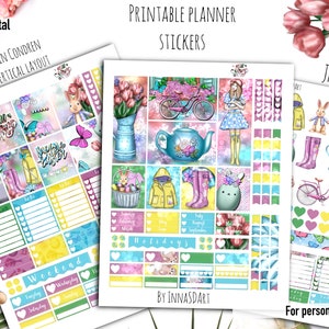 Hello Spring Digital Printable Planner Stickers, Easter Stickers ...