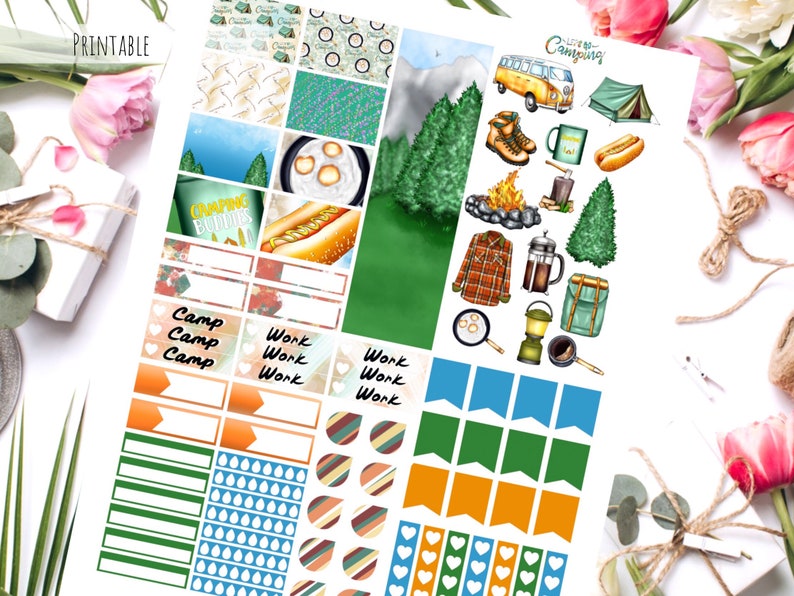 Let’s Go Camping Digital Printable Planner Stickers, Camping Stickers ...