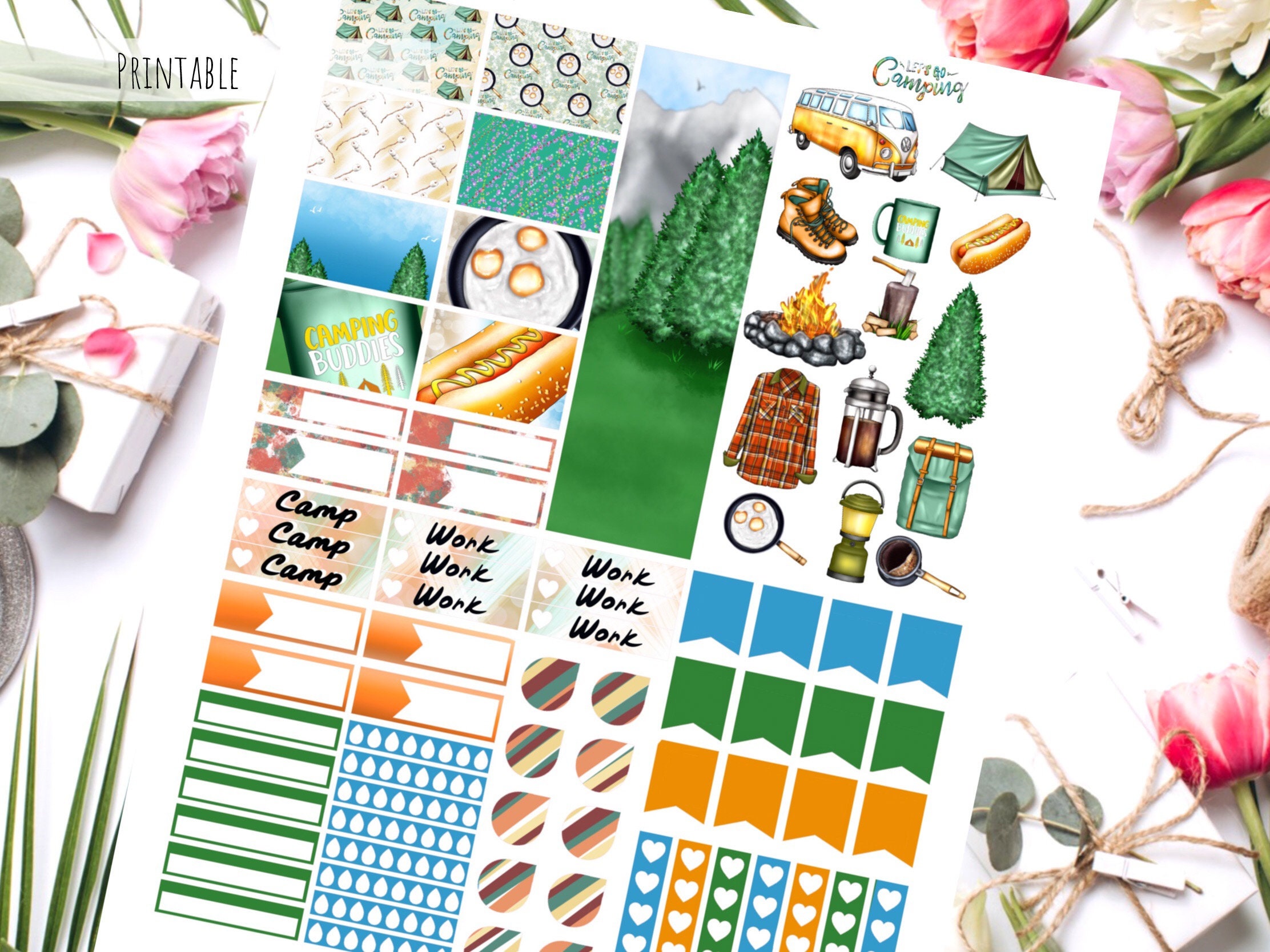 Let’s Go Camping Digital Printable Planner Stickers, Camping Stickers ...