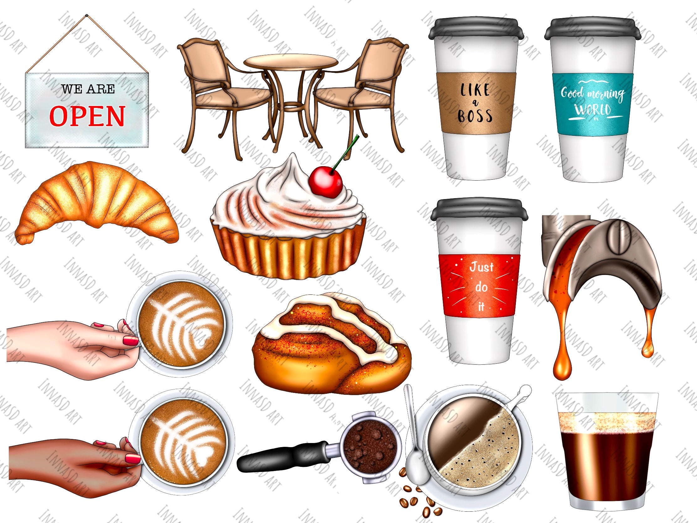 Coffee Shop Clip Art Planner Stickers Planner Accessories - Etsy
