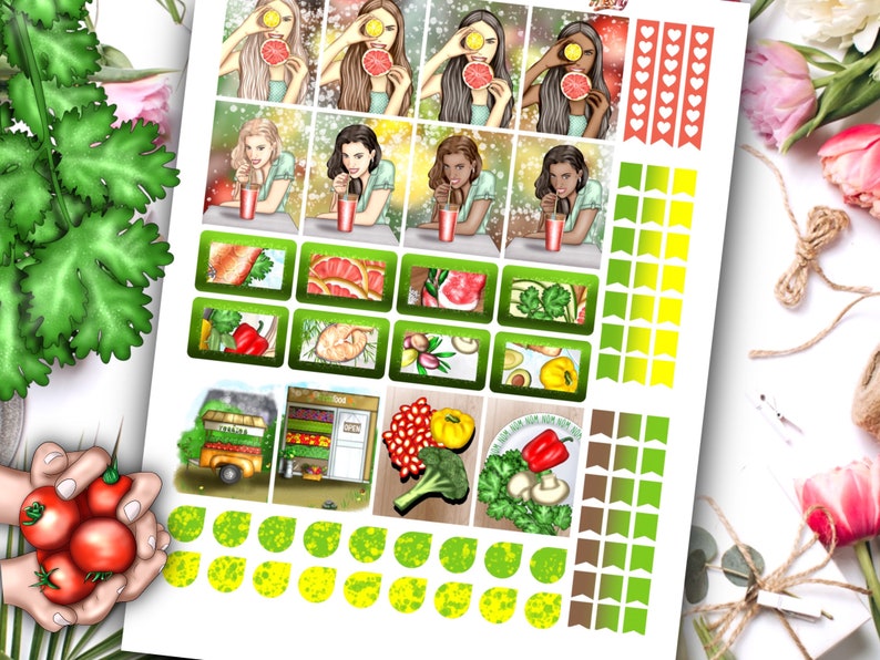 Freshy Printable Planner Stickers: Healthy Food Salad - Etsy