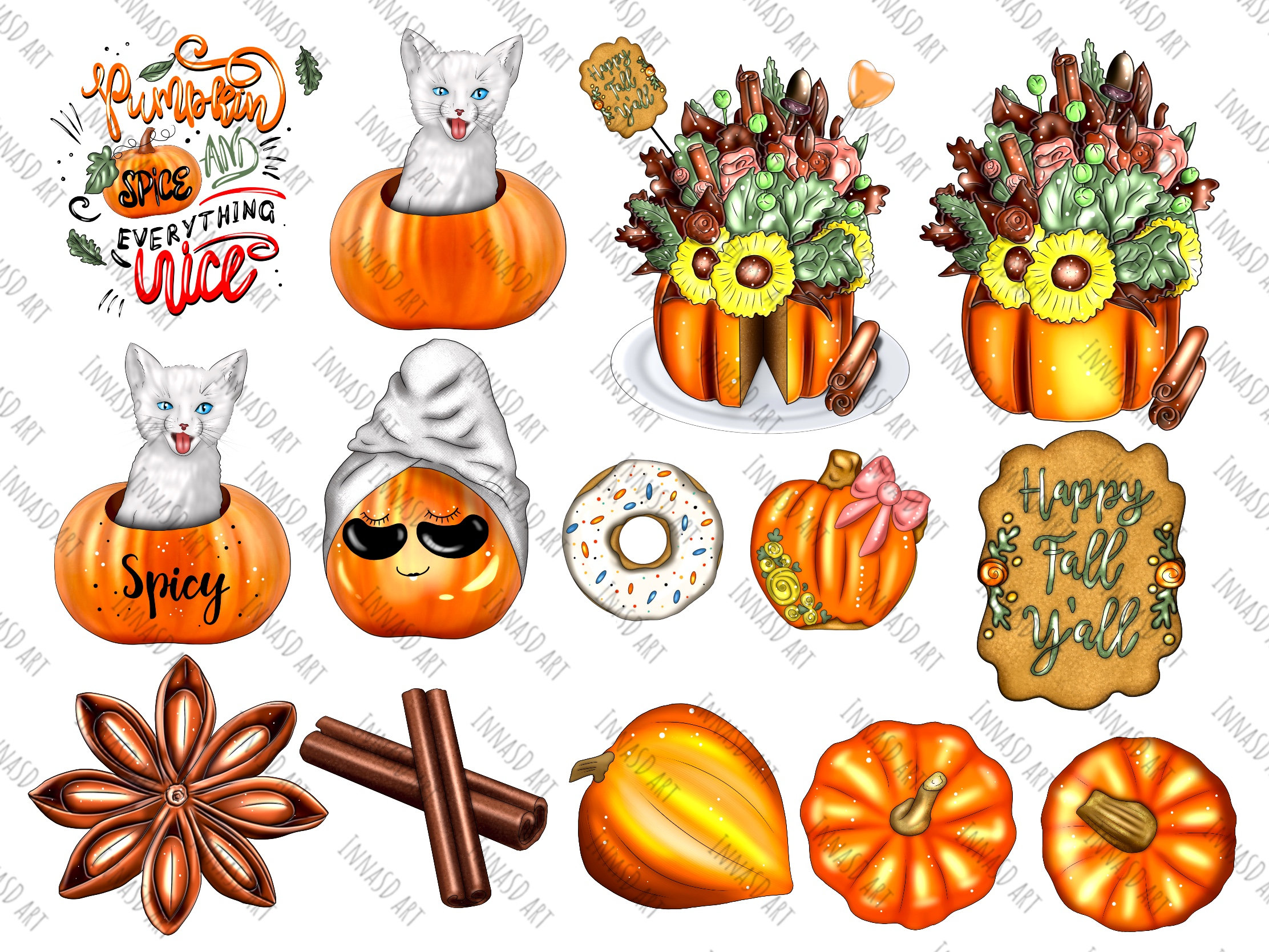 Fall Clipart Pumpkin Clipart Pumpkin Spice Clipart Fall - Etsy