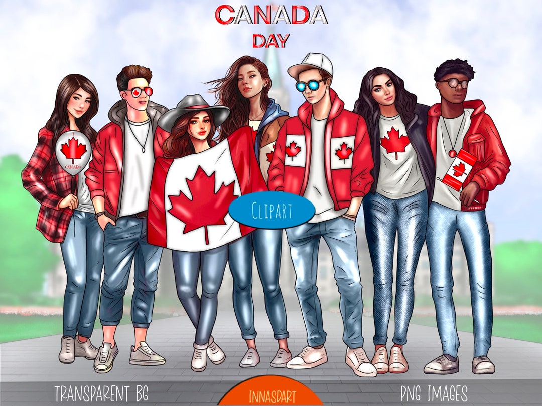 Happy Canada Day Clipart, Cansdian People Clipart, Young Canadians, Canada Day Stickers! - Etsy