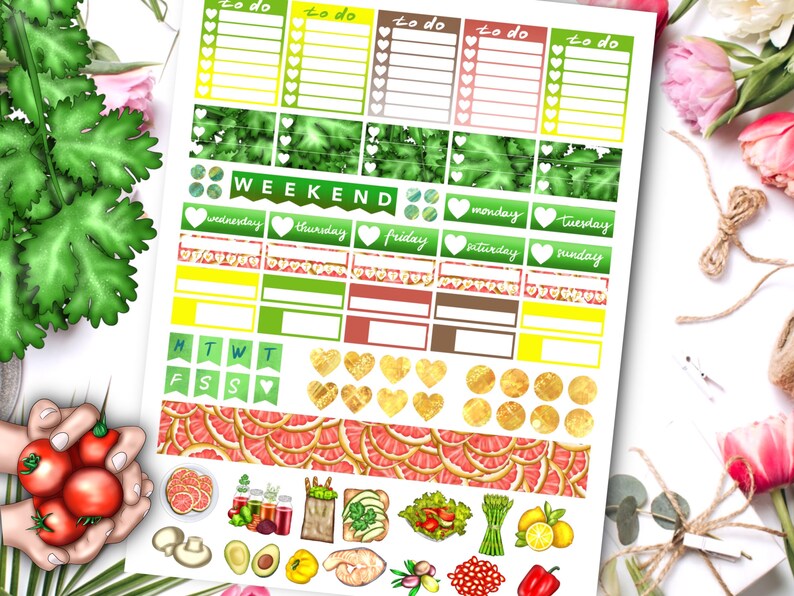 Freshy Printable Planner Stickers: Healthy Food Salad - Etsy