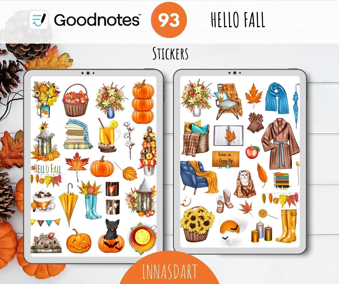 Hello Fall Digital Planner Stickers for Goodnotes, Stickers for Digital ...