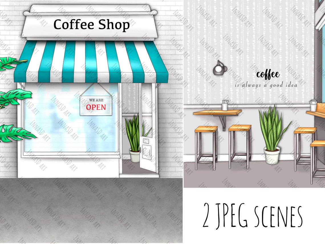 Coffee Shop Clip Art Planner Stickers Planner Accessories - Etsy