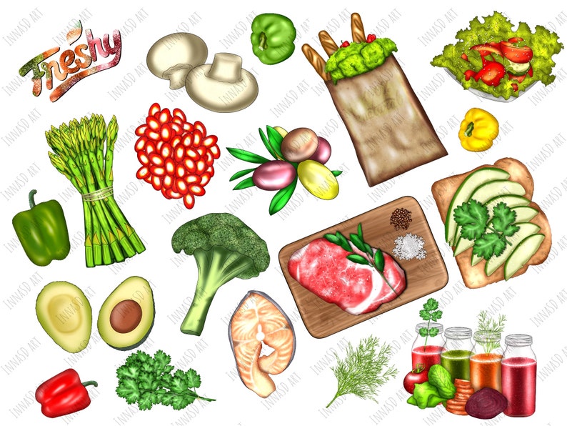 Freshy Clipart, Healthy Eating Clipart, Healthy Fashion Girls, Summer ...