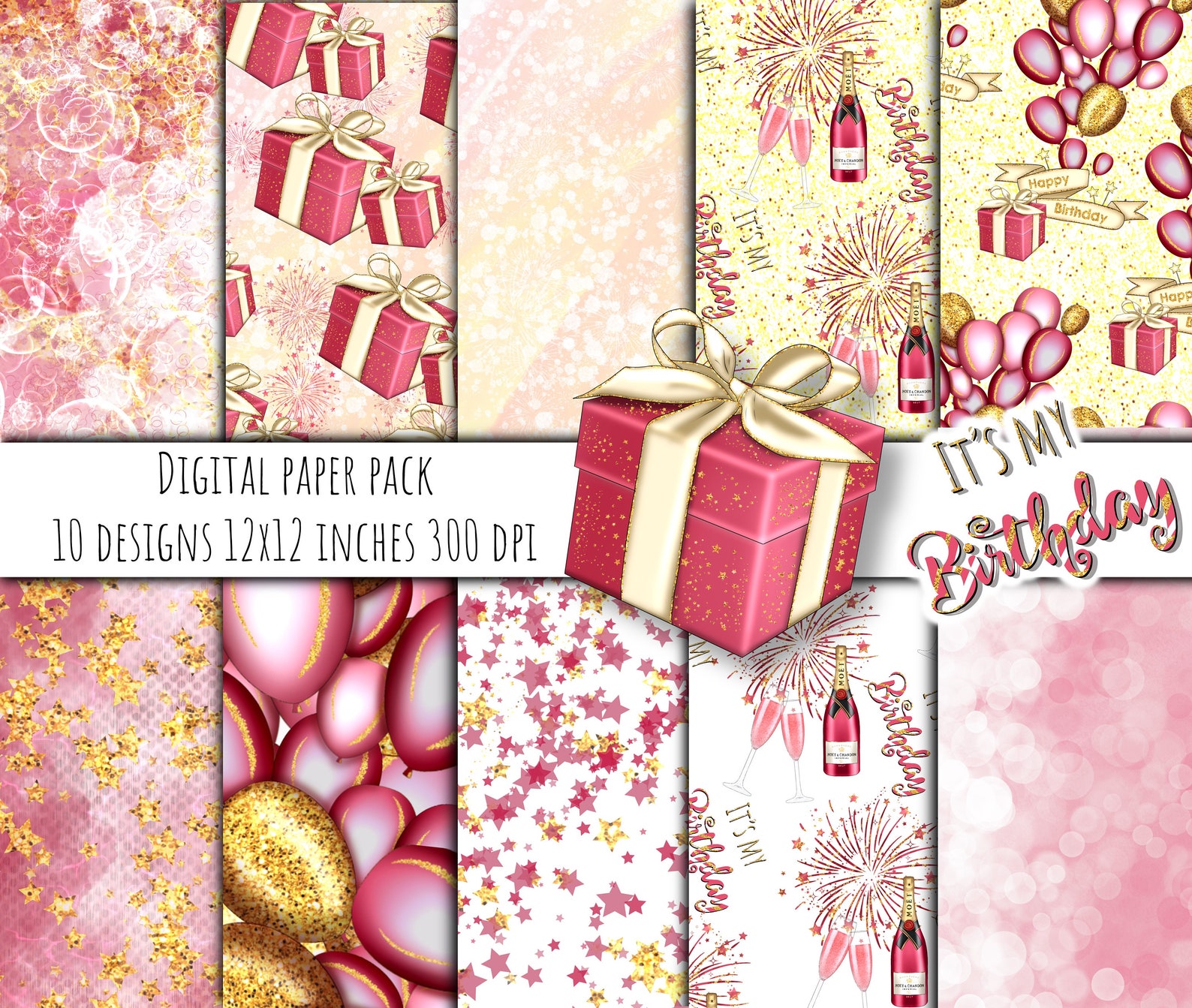 Birthday Digital Paper Pack Party Patterns - Etsy