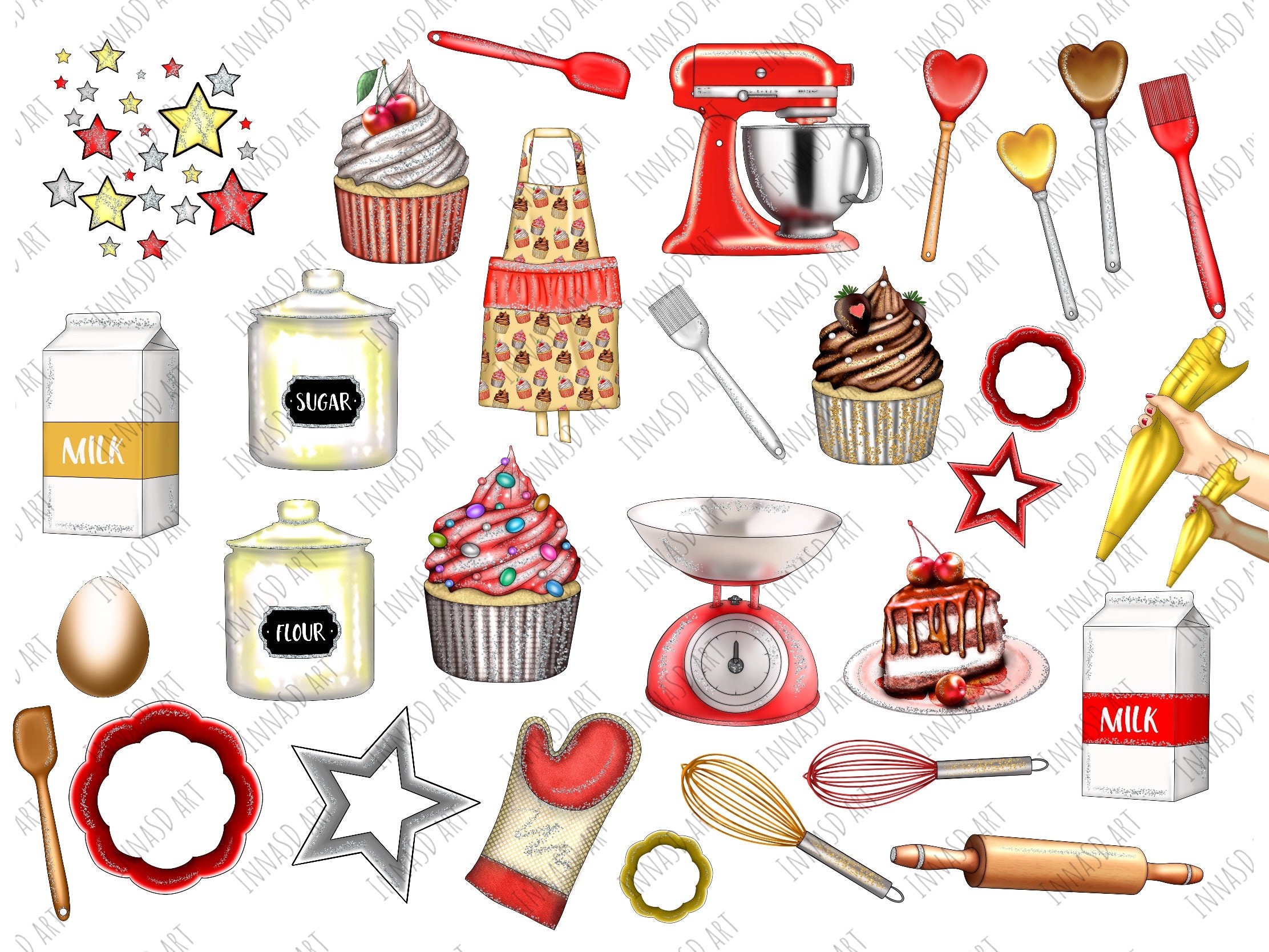 Shake and Bake Clip Art Set: Fashion Cooking Stickers (PNG, JPEG) - Etsy