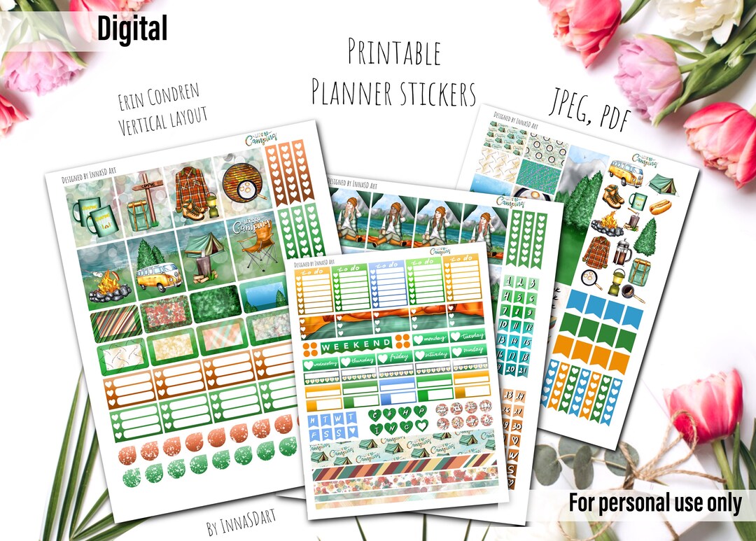 Let’s Go Camping Digital Printable Planner Stickers, Camping Stickers ...