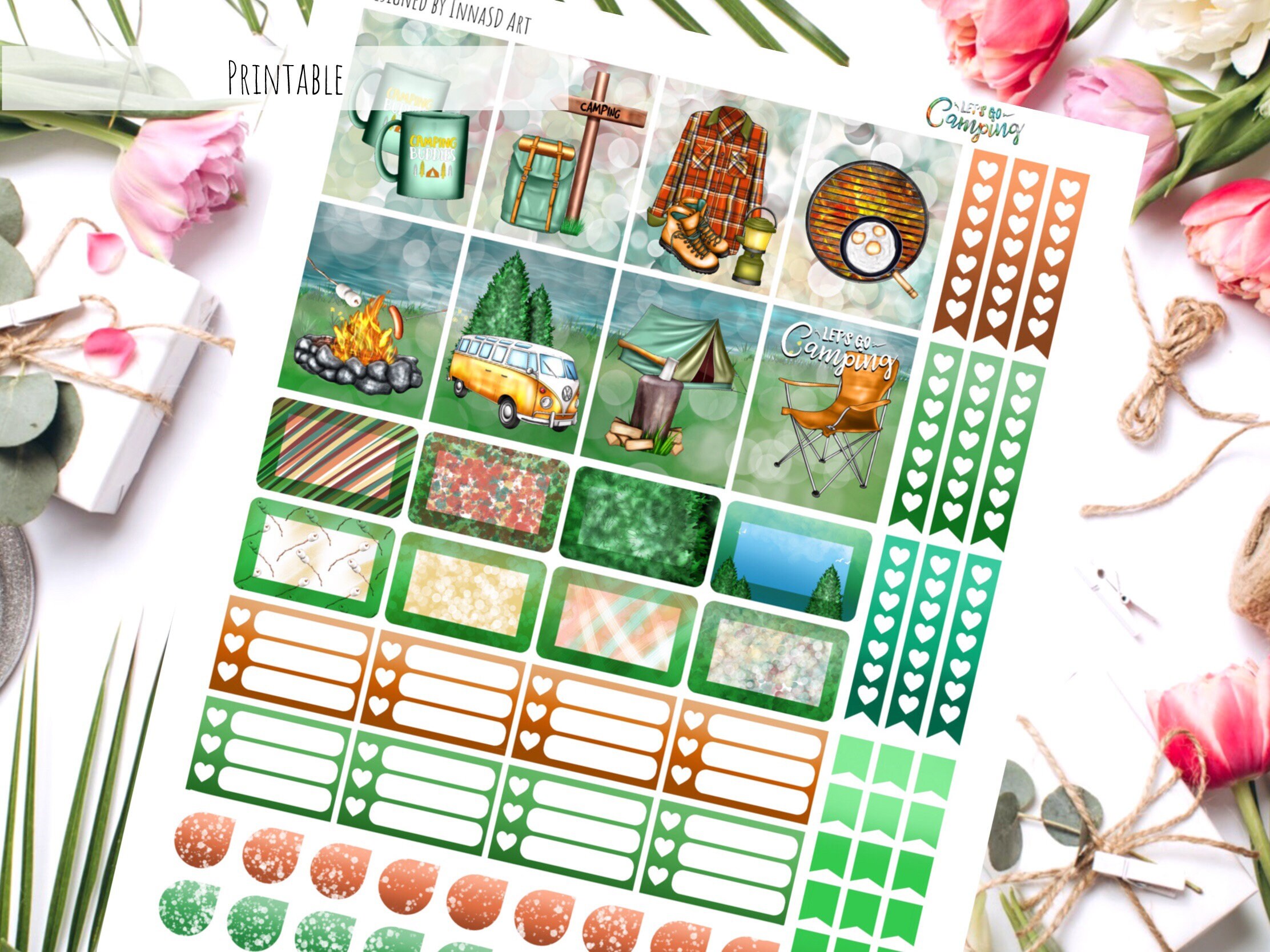 Let’s Go Camping Digital Printable Planner Stickers, Camping Stickers ...