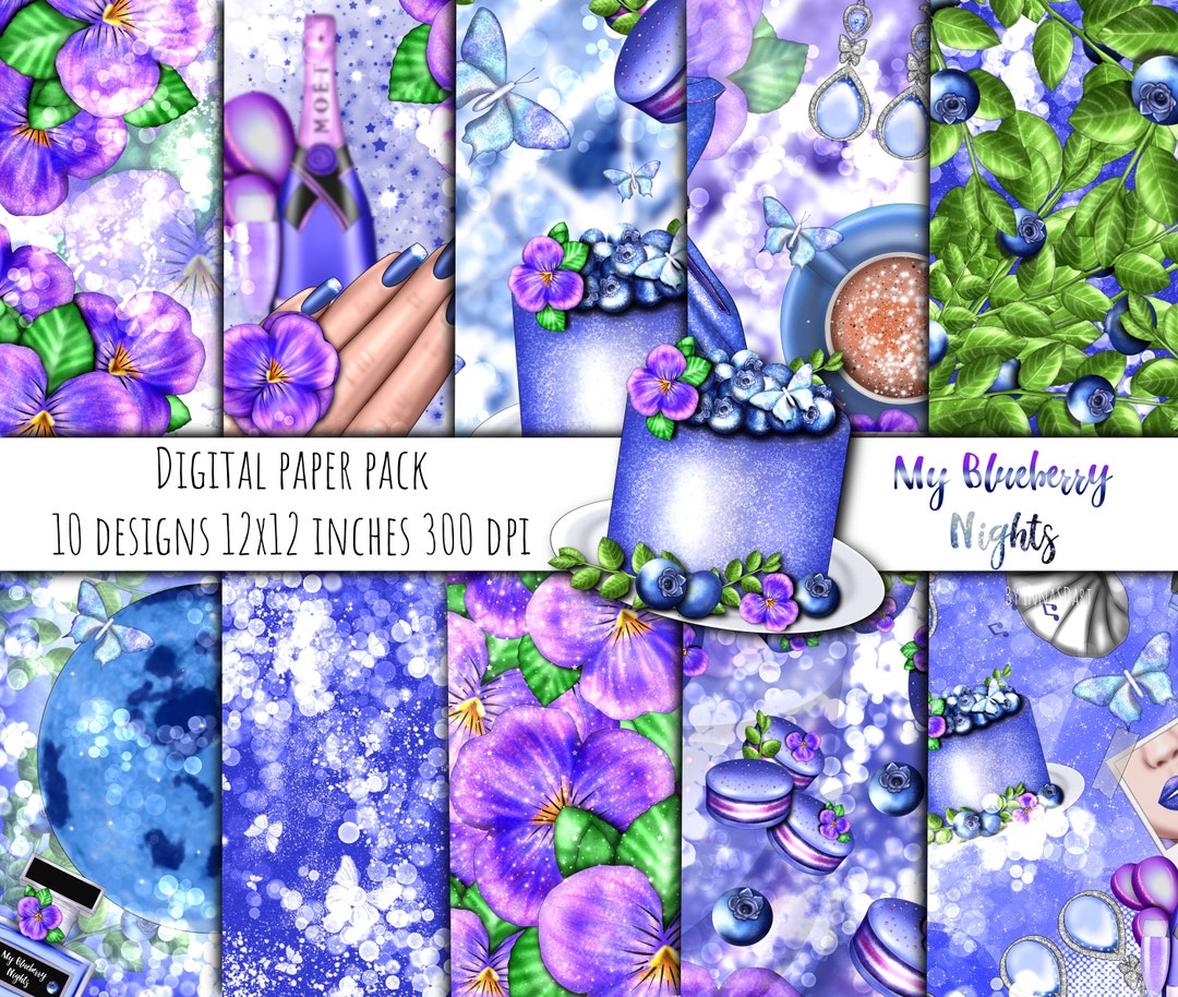 My Blueberry Nights Digital Papers, Blueberry Clip Art, Blueberry ...