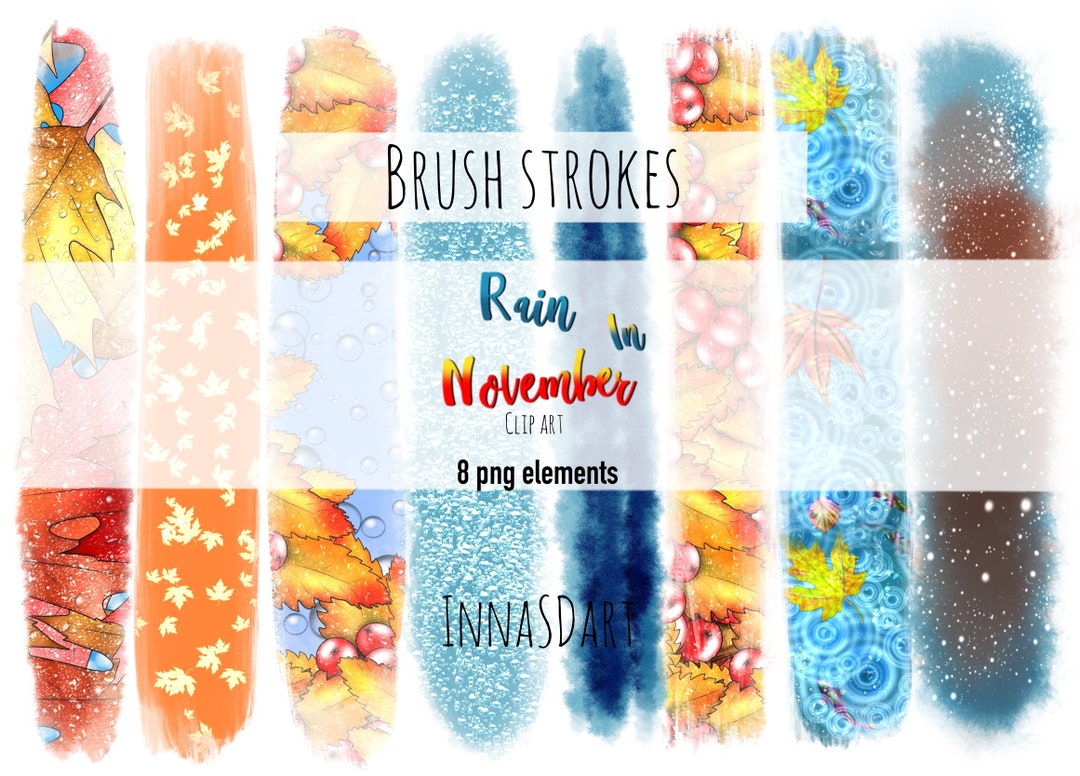 Fall Brush Stroke Clipart: Autumn Planner Graphics (digital Download ...