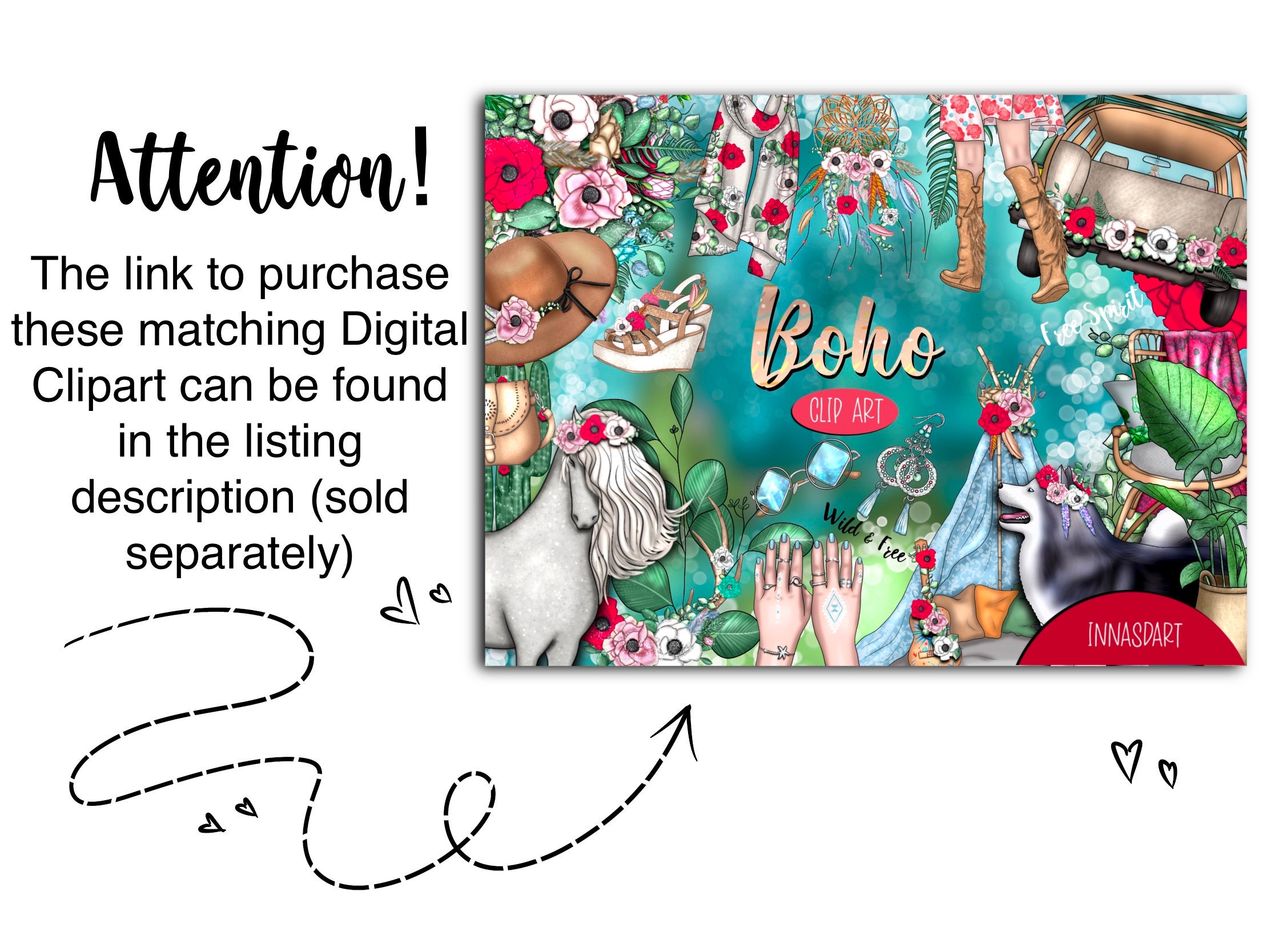 Boho Chic Printable Digital Planner Stickers, Boho Stickers, Boho