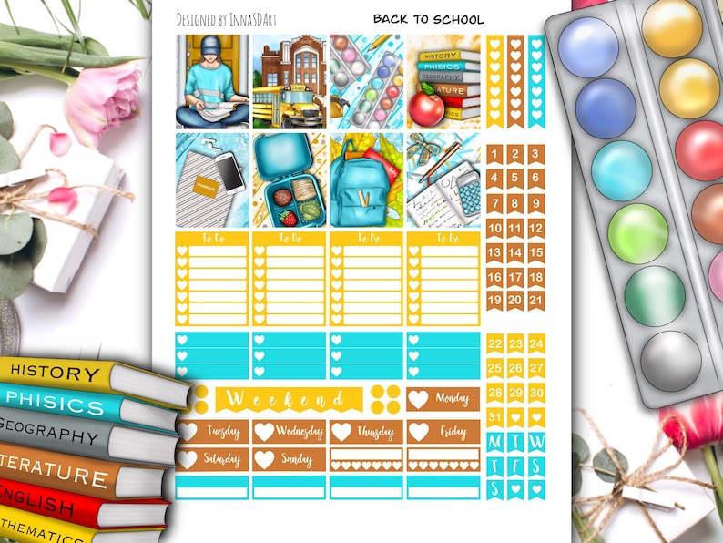 Back to School Printable Planner Stickers School Planner - Etsy