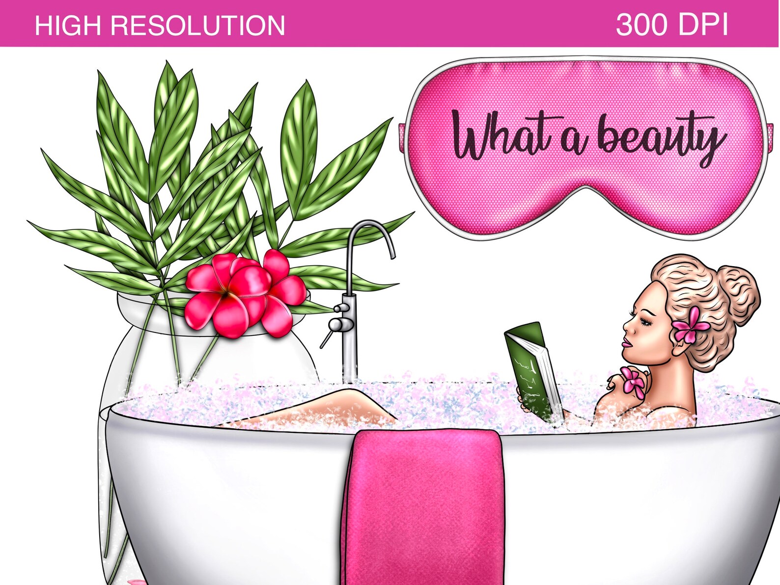 Spa Day Clipart, Spa Fashion Clipart, Spa Stickers, Self Care Stickers ...