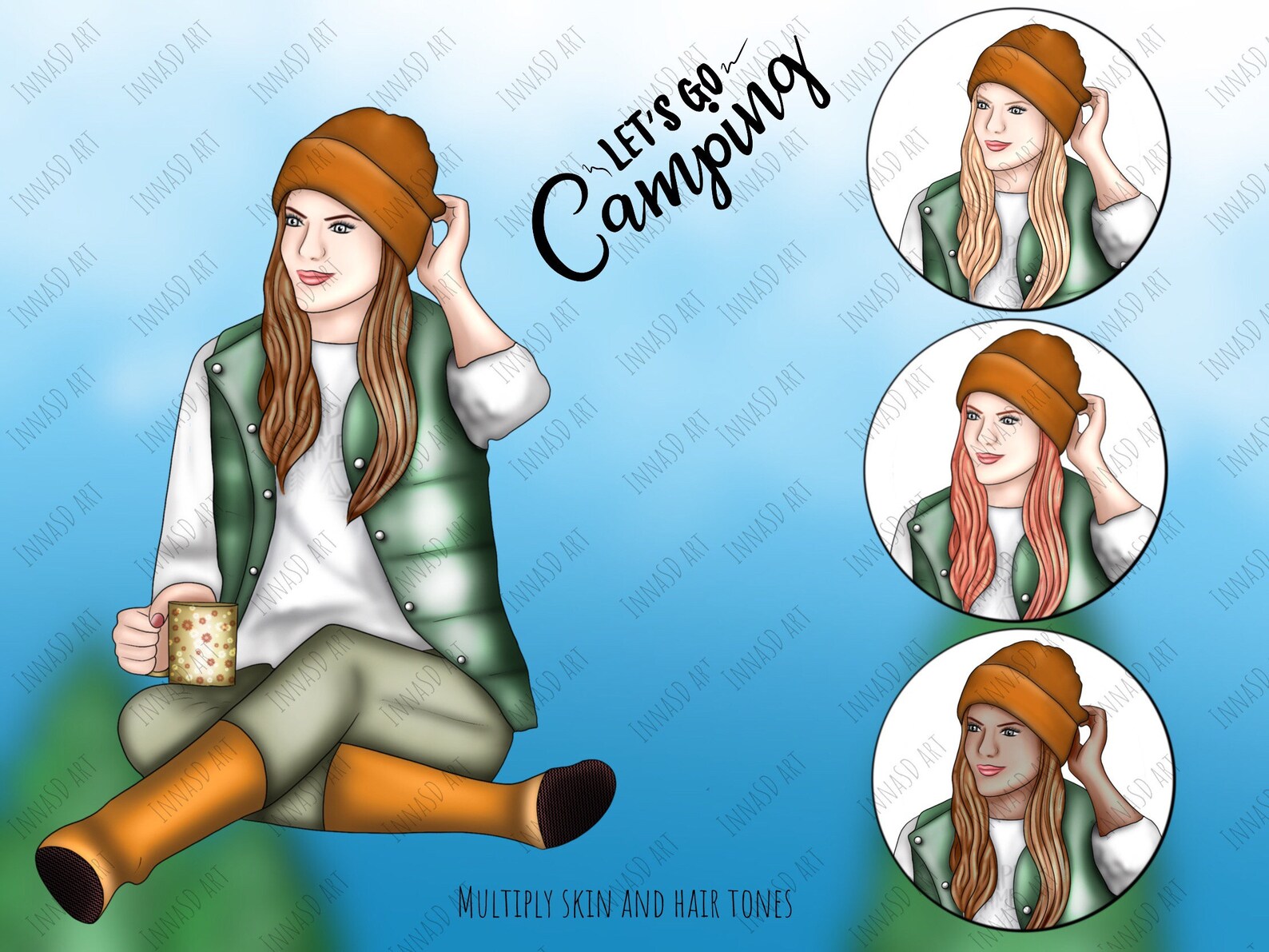Let's Go Camping Clip Art Camping Stickers Fashion Clip - Etsy