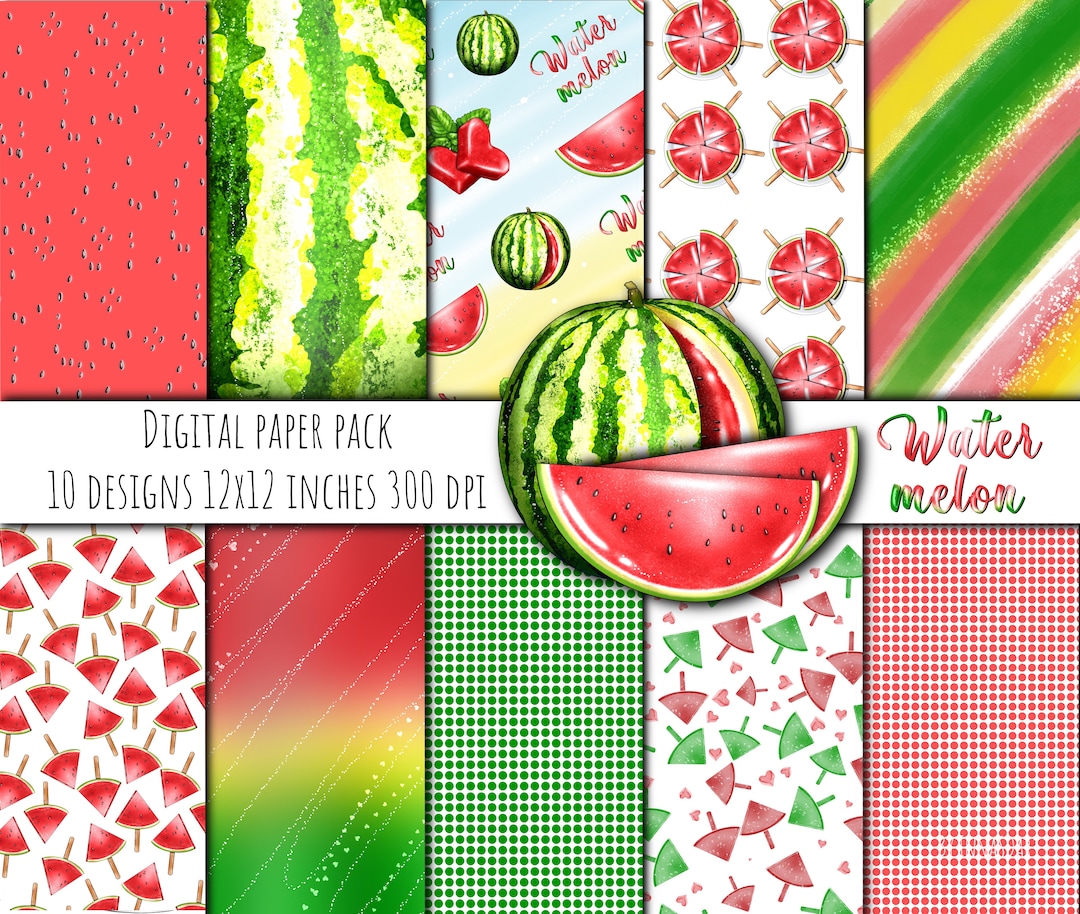 Watermelon Digital Papers, Summer Digital Papers, Summer Backgrounds ...