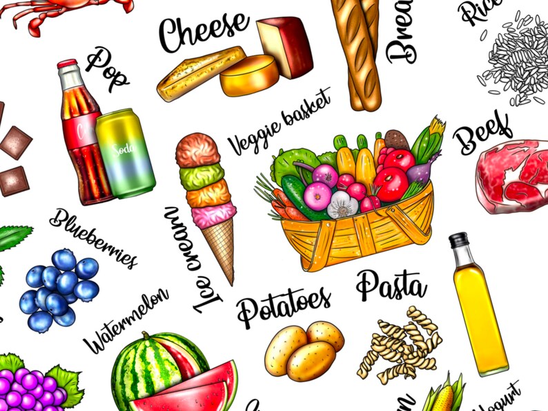 Goodnotes Food Stickers, Goodnotes Grocery Stickers, Grocery Shopping ...