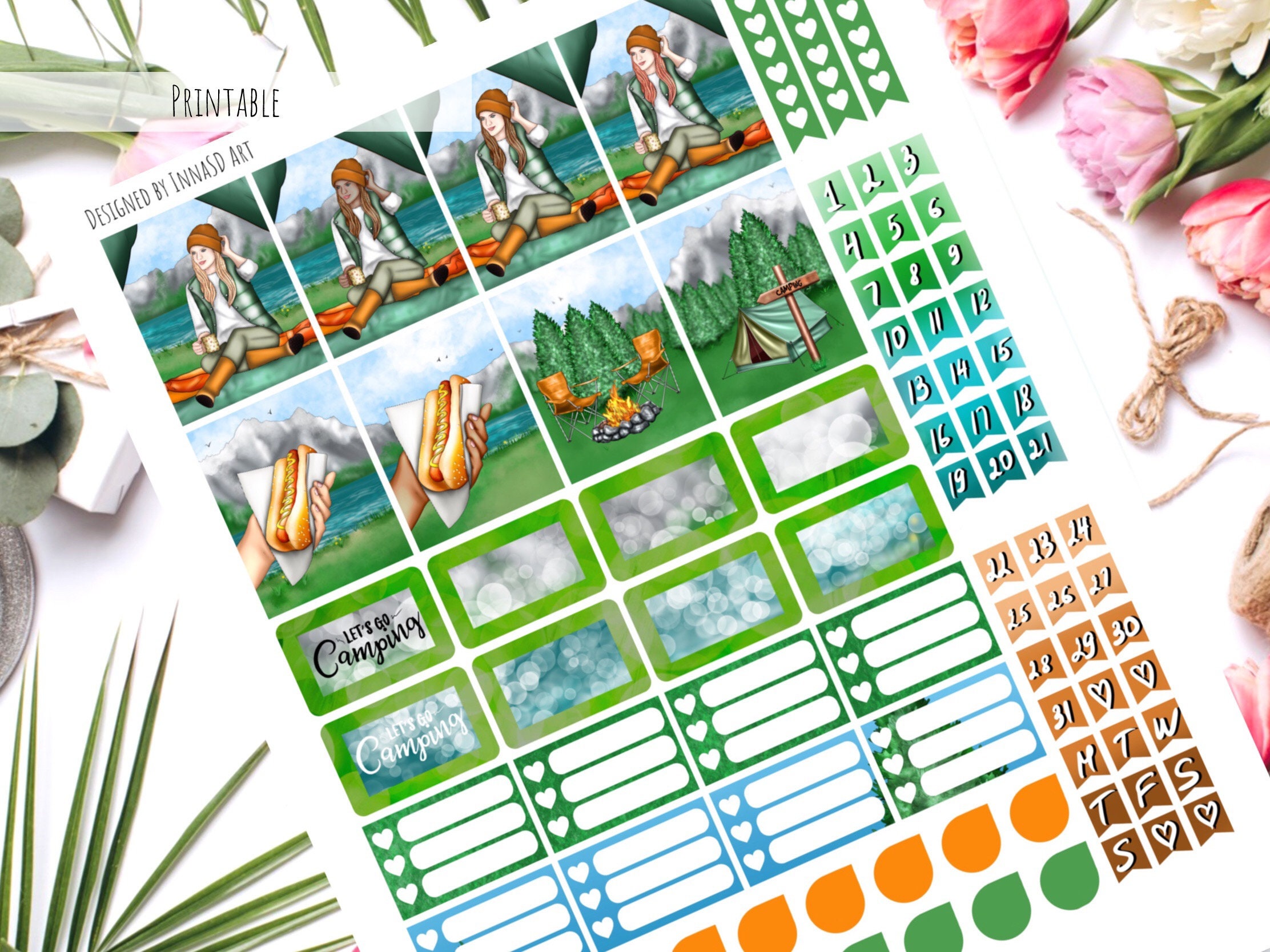 Let’s Go Camping Digital Printable Planner Stickers, Camping Stickers ...