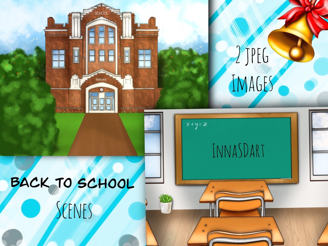 Back to School Scenes Printable , School Illustration, Classroom ...