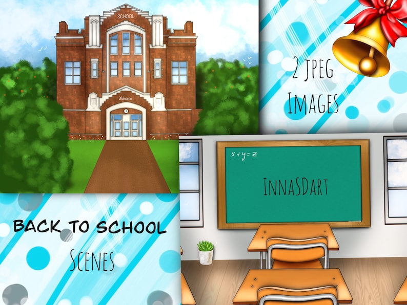 Back to School Scenes Printable , School Illustration, Classroom ...