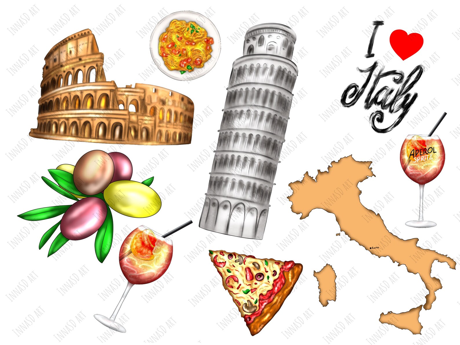 Explore Italy With Ciao Bella Clipart and Stickers for Travel - Etsy