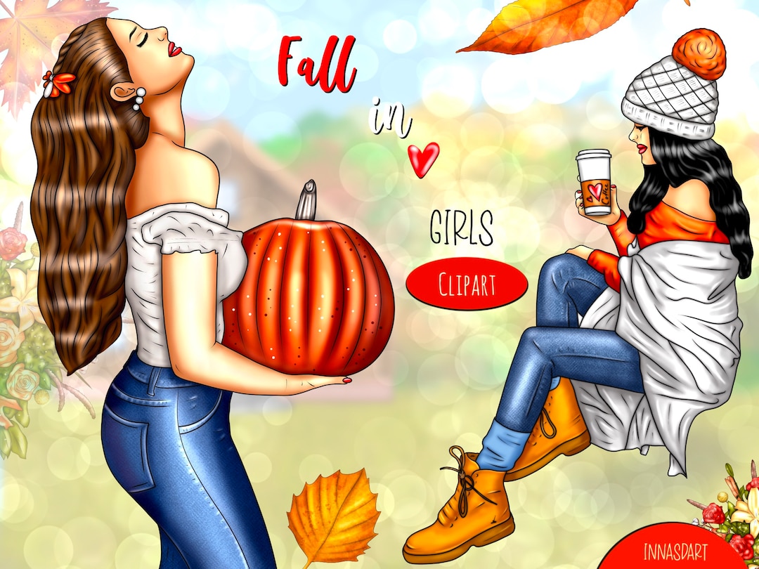 Fall Girls Fashion Clipart: Cozy Autumn Planner Stickers (digital ...