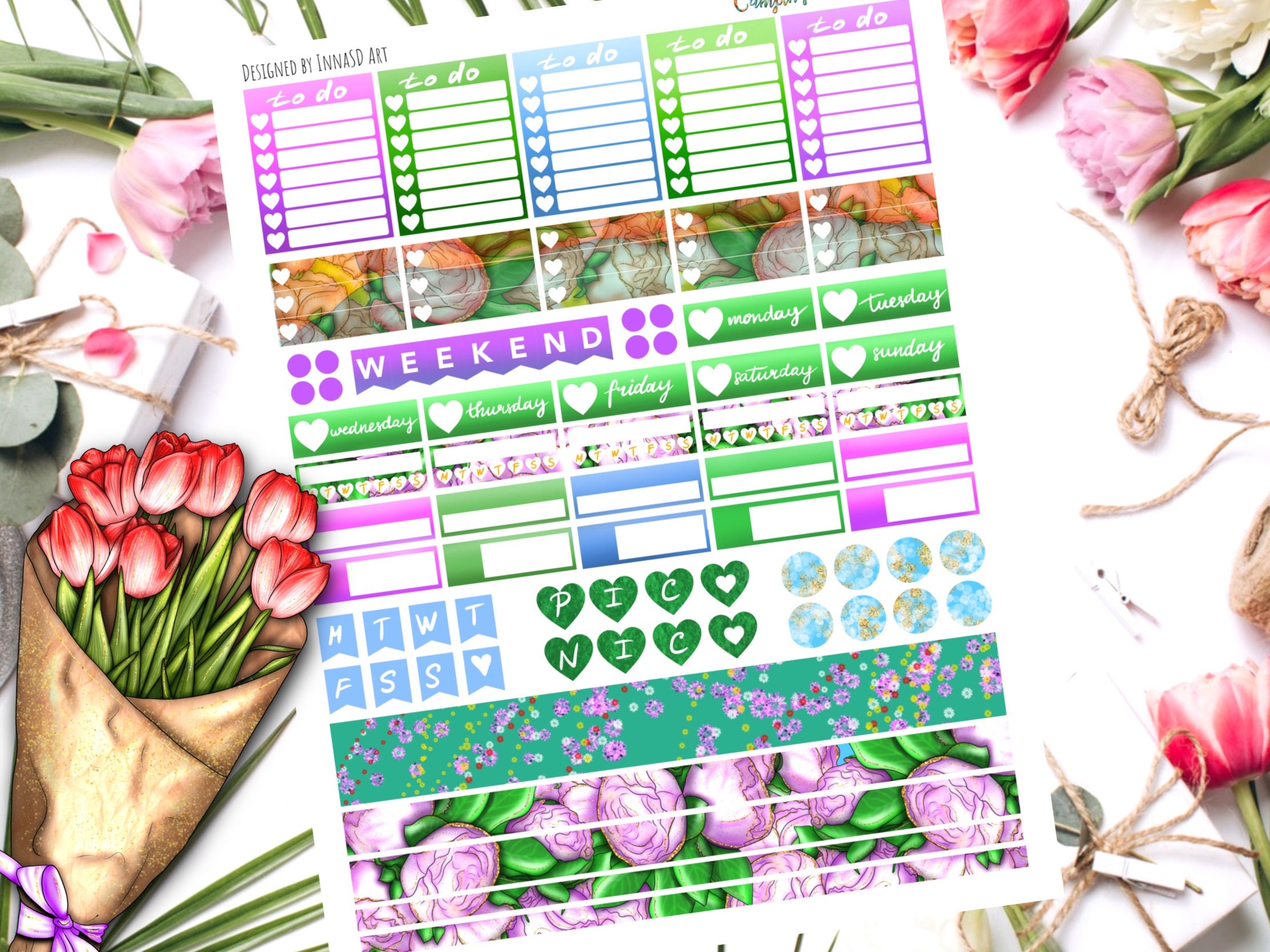 Picnic in Paris Digital Printable Planner Stickers, Travel Stickers ...