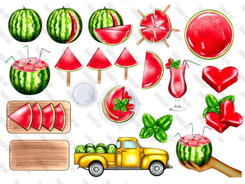 Watermelon Clip Art, Summer Clipart, Juicy Clipart, Summer Planner ...
