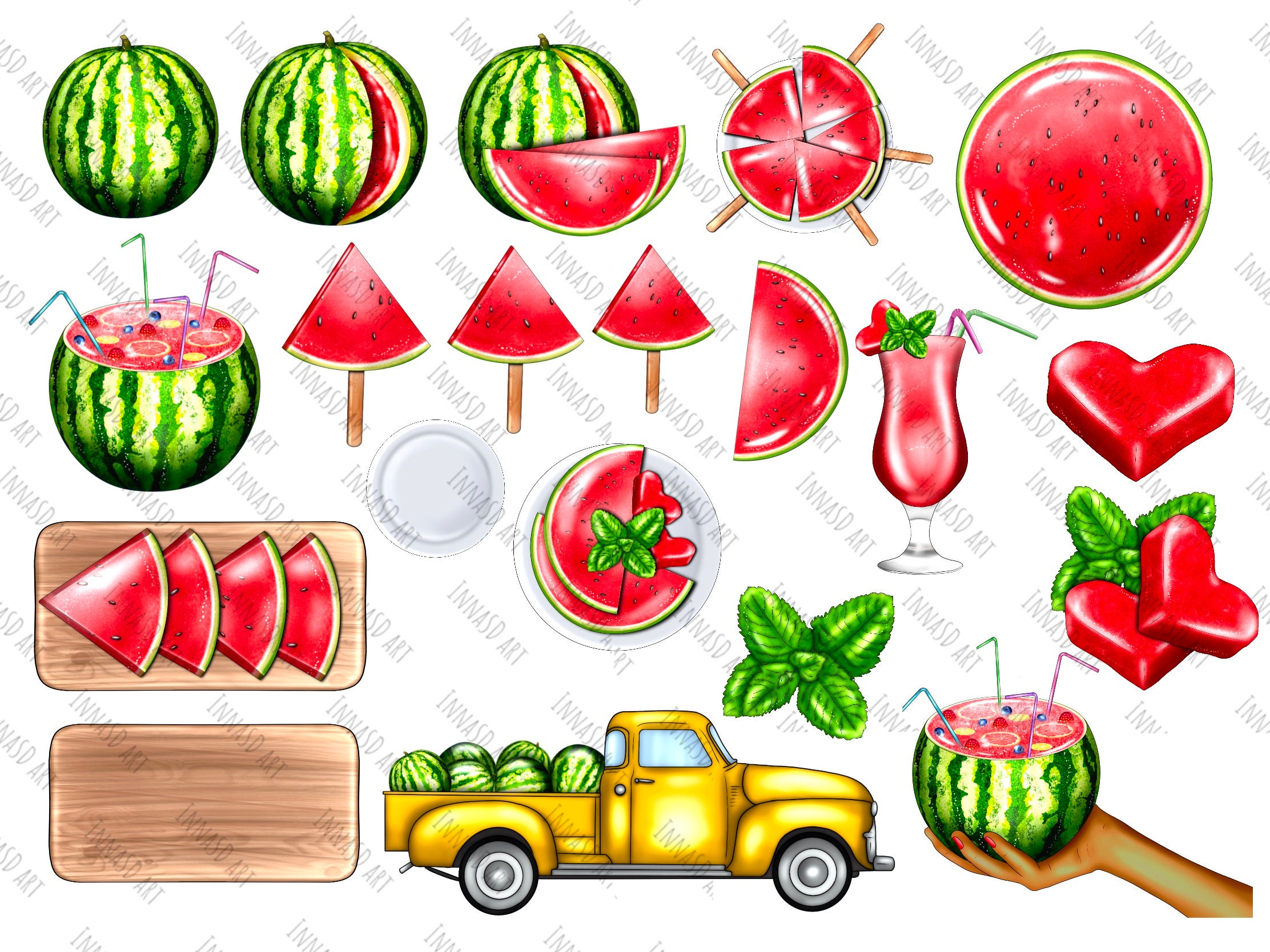 Watermelon Clip Art, Summer Clipart, Juicy Clipart, Summer Planner ...