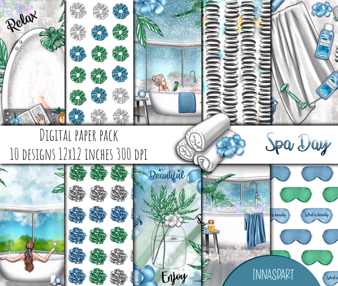 Spa Day Digital Papers , Spa Day Digital Backgrounds, Spa Day Clipart ...