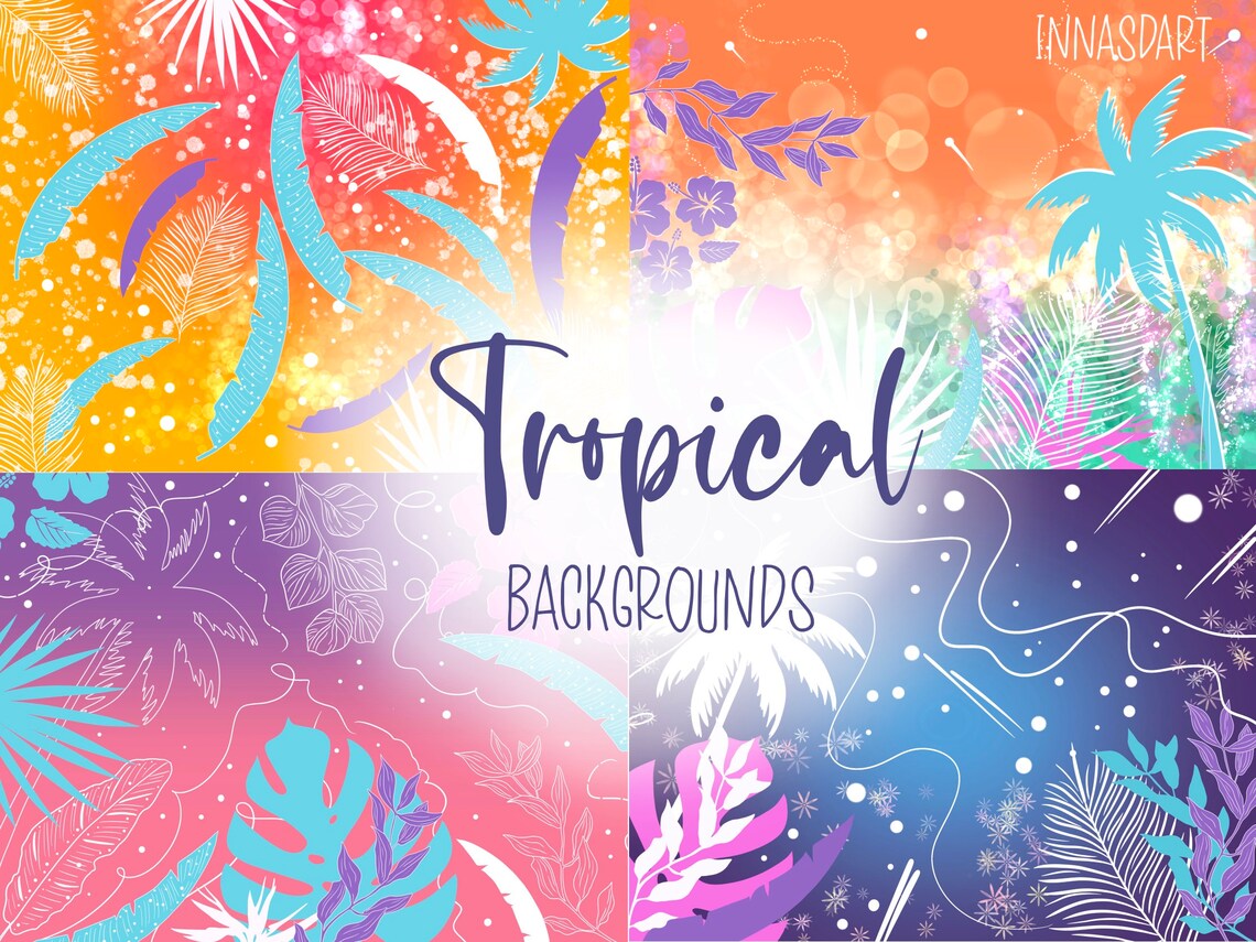 Modern Tropical Backgrounds, Tropical Beach Illustrations, Beach Scenes ...